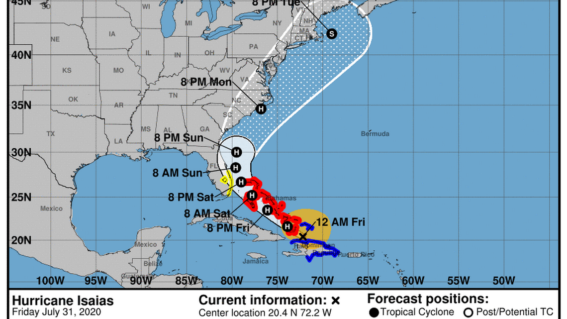 NOAA map of Isaias's path remains surprisingly unsharpied - National Zero