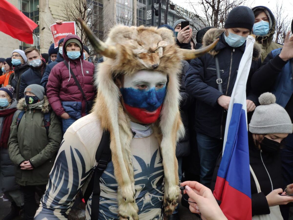 QAnon Shaman cosplayer arrested at Russia democracy protest - National Zero