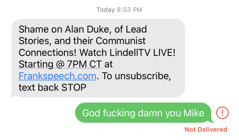 Reply to FrankSpeech auto text undeliverable - National Zero