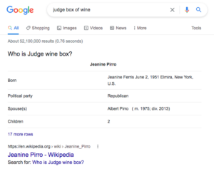 Google "Judge Box of Wine" and guess whose bio shows up - National Zero
