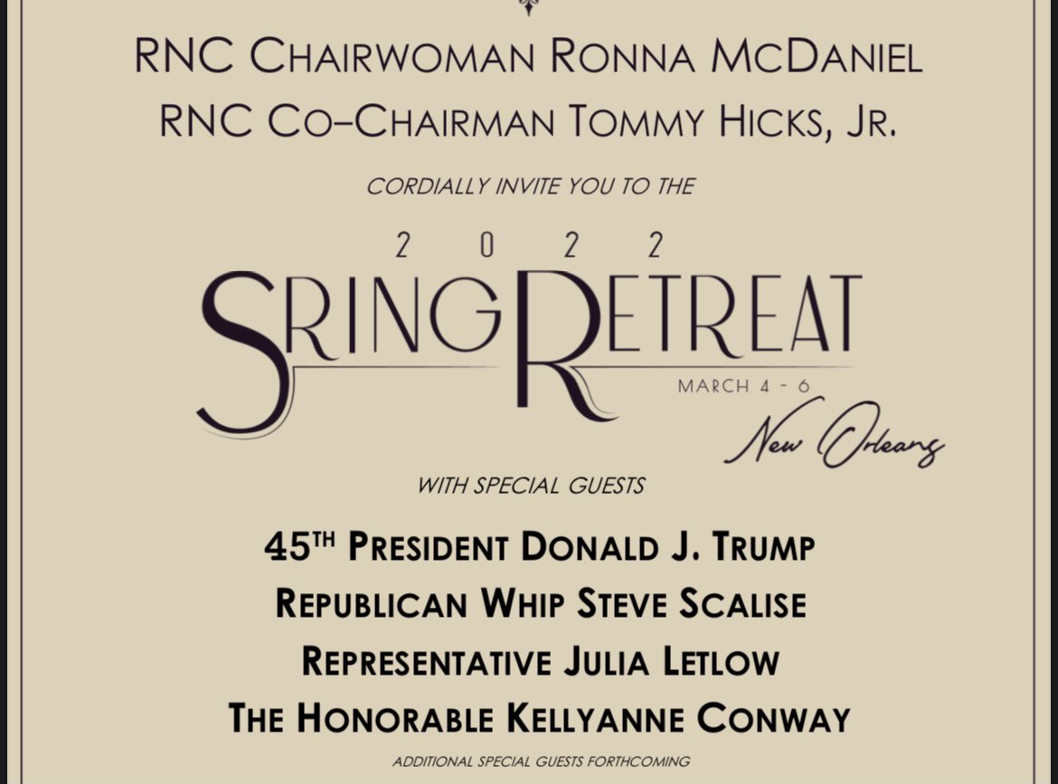 RNC Sring retreat features seech by Trum - National Zero