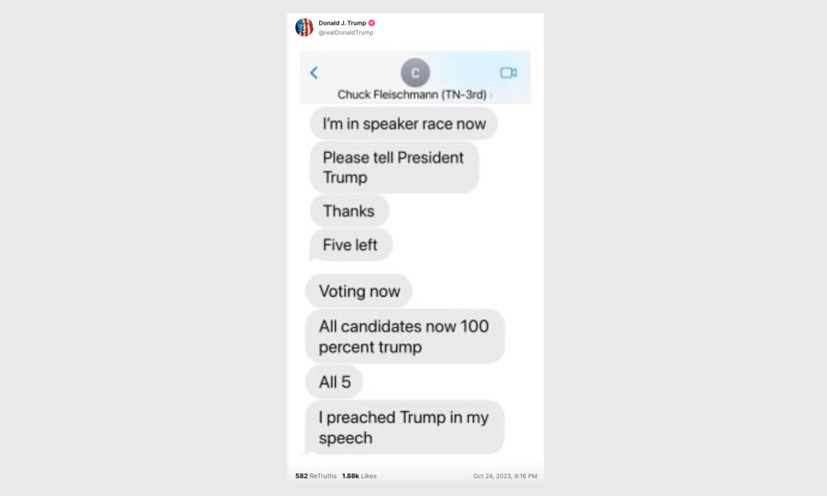 Trump posts texts aide got from desperate Speaker candidate - National Zero